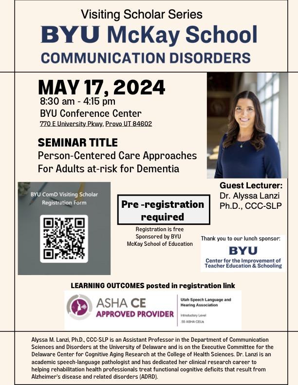 2024 BYU Communication Disorder Visiting Scholar Series | BYU McKay School of Education